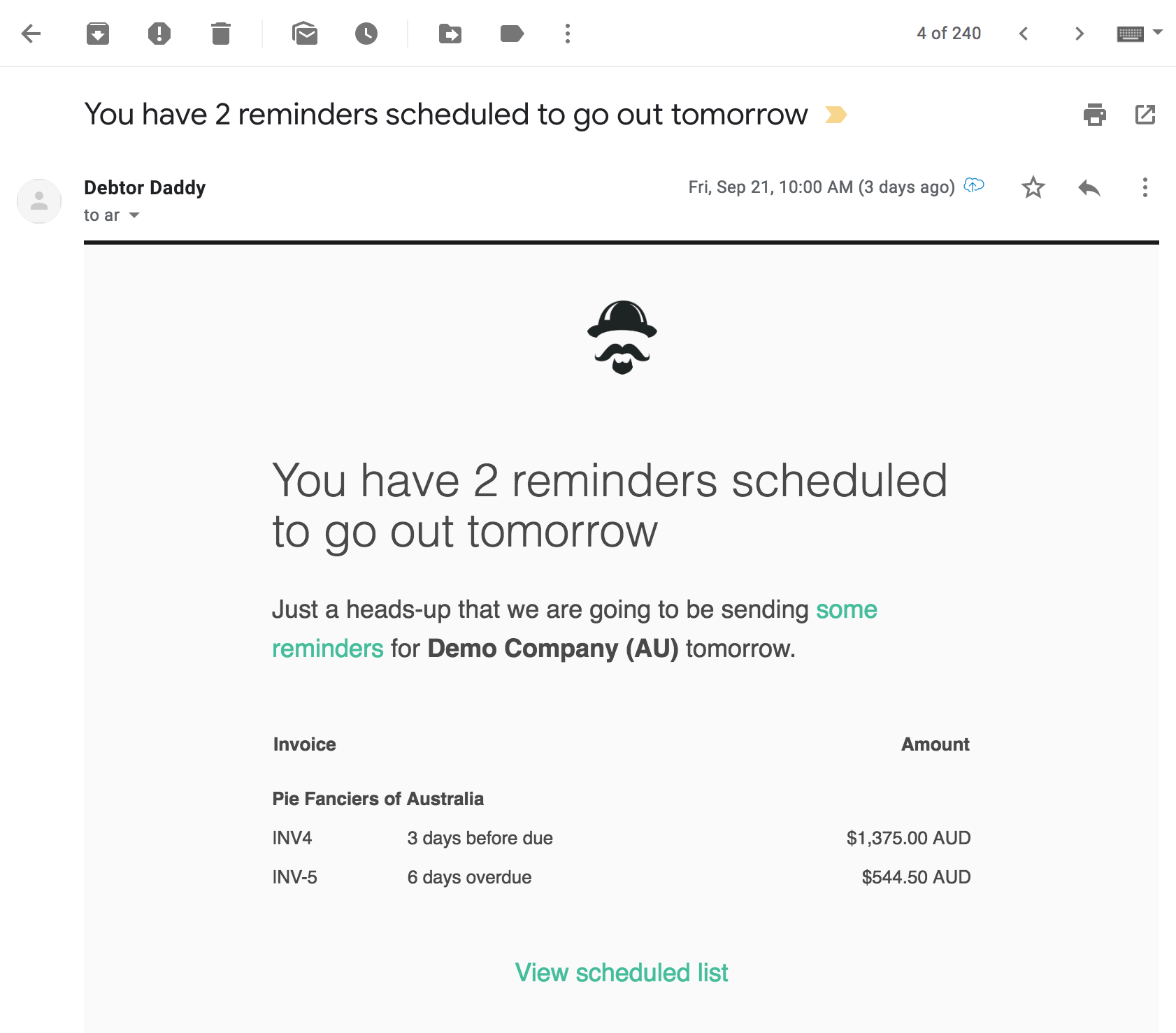Receiving the Daily Reminder Summary